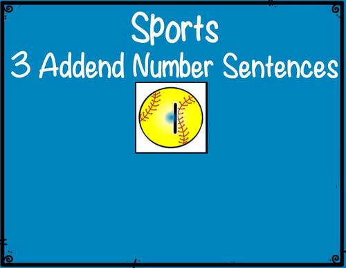 Sports Build 3 Addend Addition & Subtraction Number Sentences | TPT