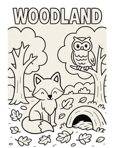 woodland, forest, fall, nature, animals, autumn, coloring, printable ...