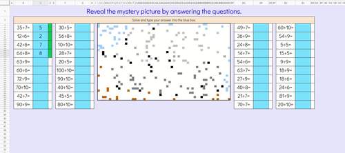 Digital Math Pixel Art Mystery Picture 3rd Grade Division Facts 6-10
