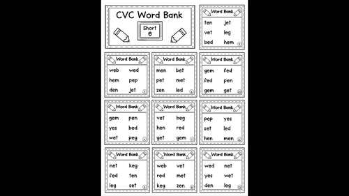 Short E, CVC Word Scramble, Beginning, Middle, End, Letter Sound Worksheets