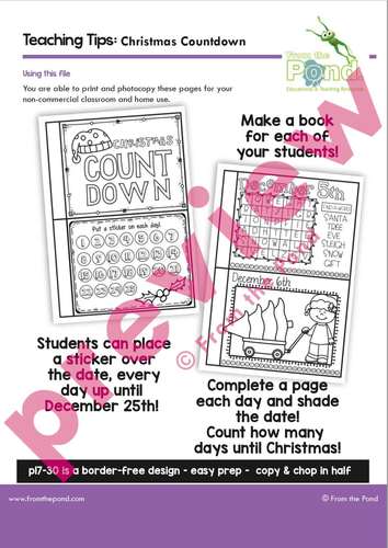 Christmas Activities Countdown Book by From the Pond | TPT