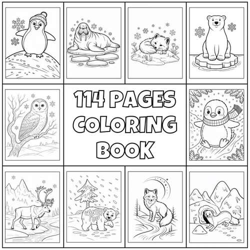 Winter Animals Coloring Book | Arctic Wildlife Coloring Pages | TPT