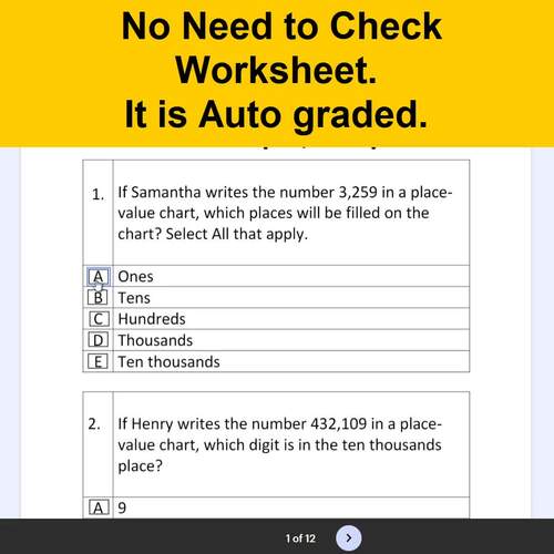 100+ Questions for 4.NBT.A 1-2-3 [Pdf + Self Grade Easel Activity ...