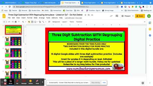 *Digital Three Digit Subtraction WITH Regrouping Google Slides BUNDLE!