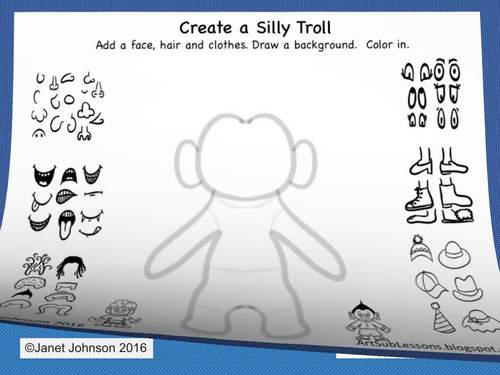 Art Worksheet - Create a Troll - Early Finishers Art Subs Printable ...