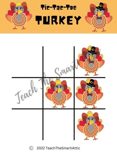 Tic-Tac-Toe - Thanksgiving Turkey Game Board by Teach The Smarti Attic