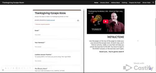 ASL Thanksgiving DIGITAL Escape Room! (TWO DAYS of Lessons!) | TPT