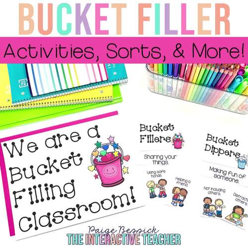 Bucket Filler Activities, Sorts, Craft, & Bulletin Board for Bucket Filling