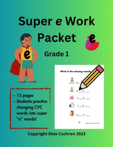 Super E (Silent E) Workbook for 1st Grade | TPT