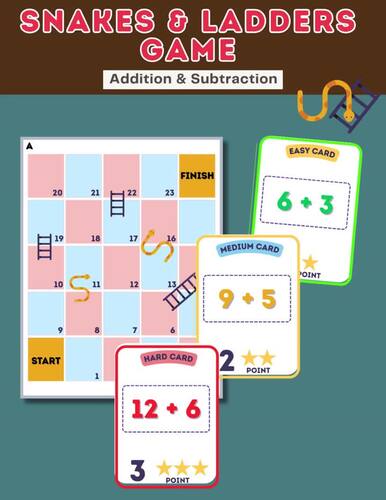 Addition & Subtraction Snakes and Ladders Game | Math Activity | TPT