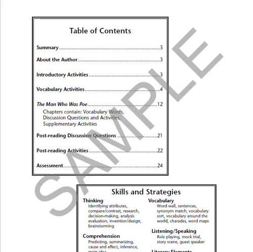 The Man Who Was Poe Novel Units® Teacher Guide Novel Study | TPT