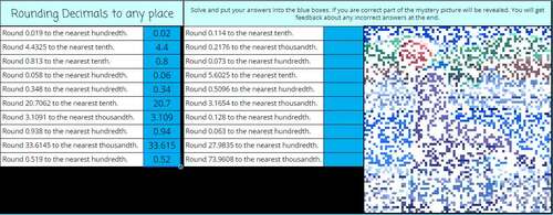 Rounding Decimals to any Place Pixel Art by Pick Up and Go Resources