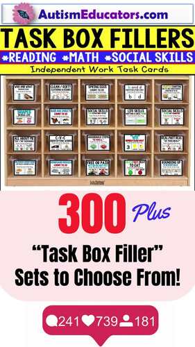 AUTISM EDUCATORS Custom Task Box Filler Activities BUNDLE 2 for TARA R.