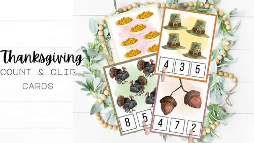 Thanksgiving Count & Clip Task Cards by This Marvelous Life | TPT