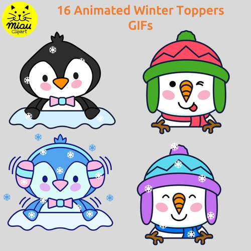 Animated Winter Toppers Clipart | Winter Variety graphics | Peekers ...