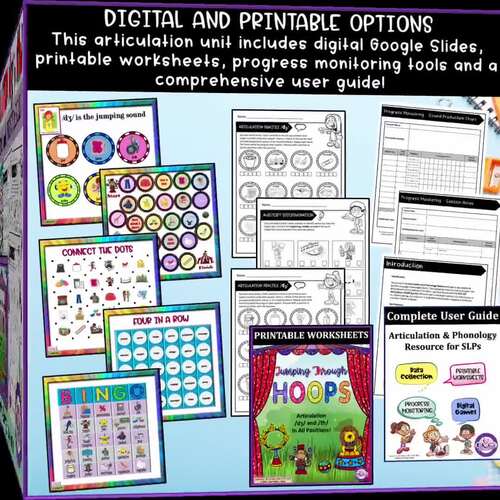 Articulation J and TH PRINTABLE WORKSHEETS and DIGITAL for Google Slides