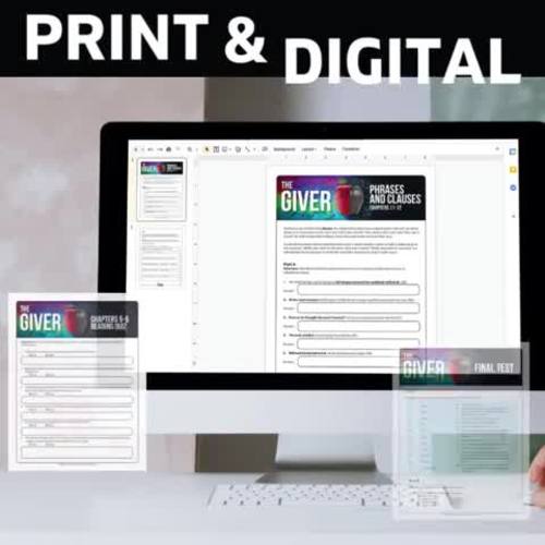 The Giver Novel Study | 5 Weeks of Lesson Plans, Activities, and ...