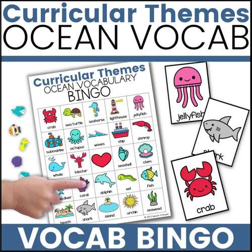 OCEAN Vocabulary Bingo for Speech Therapy | Curricular Themes | TPT