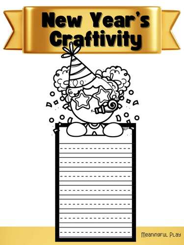 New Years Craftivity Toppers and Writing Color, Cut, and Paste | TPT
