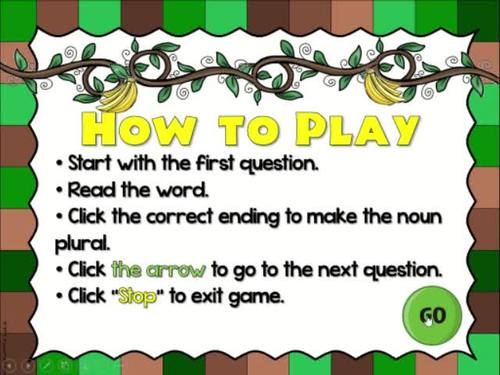 What's The Ending? - A Plural Noun Powerpoint Game by Teacher Gameroom