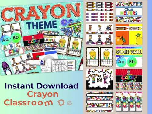 Bright Crayon Classroom Decor and Activities, Bulletin Boards, Posters