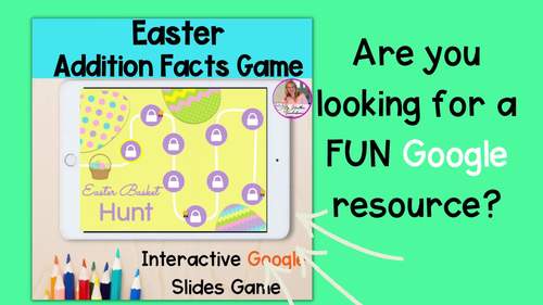 Addition Facts Google Slides Game Easter Themed | Math Facts by Fiddleheads