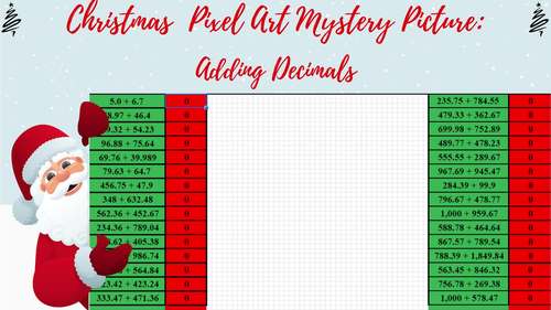 Christmas: Pixel Art Mystery Pic-5th Grade Math-Adding Decimals | TpT