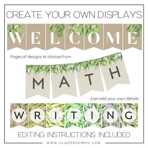 Eucalyptus Australian Theme Bulletin Board Bunting Pack GUM LEAF ...