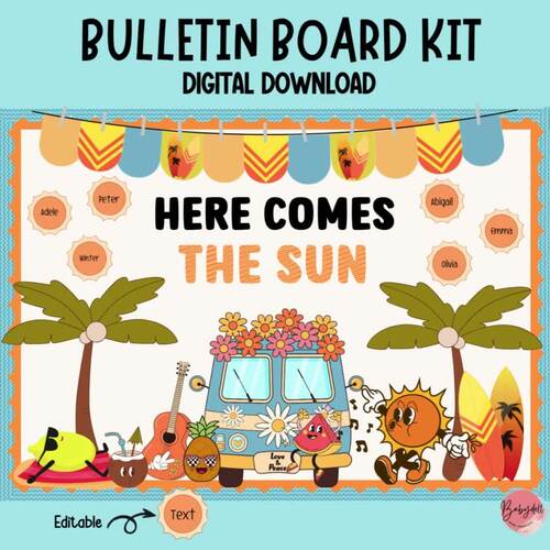 Here Comes the Sun Summer Bulletin Board Kit Groovy Retro Classroom Decor