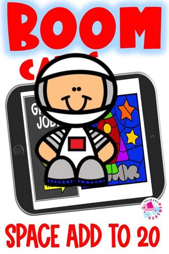 ADDING 3 NUMBERS MATH BOOM CARDS - OUTER SPACE by Primary Piglets