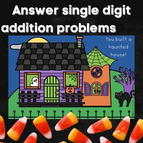 Halloween Single Digit Addition for 1st Grade Math Activity-Haunted ...