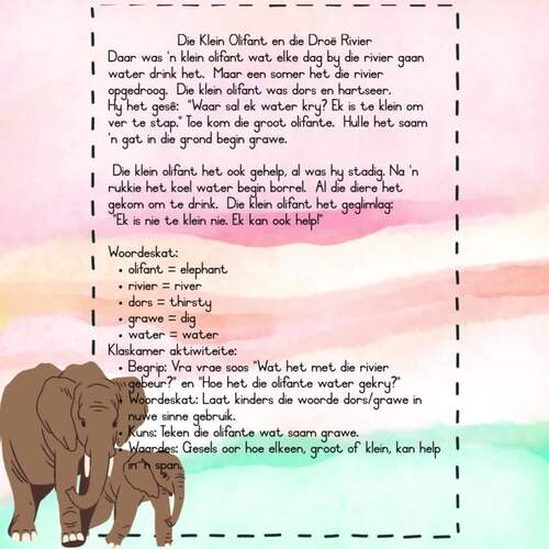 Afrikaanse stories, begrips oefeninge, lees en spel by Gizelle Geyer