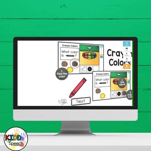 Preschool Speech Therapy Crayon Colors BOOM Cards by Kidd Speech