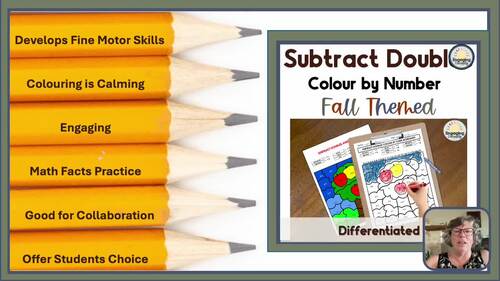 Apple Theme for Fall Differentiated Subtract Doubles Math Facts Color ...
