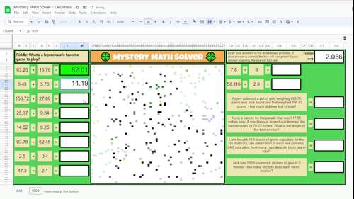 St. Patrick's Day - Decimals Digital Math Activity - Pixel Art | TPT