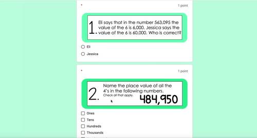 4th Grade Identify and Compare Place Value Self Grading Quizzes | TPT