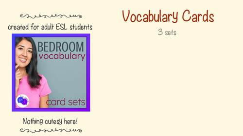 Bedroom Home Vocabulary Card Sets for Adult ESL by Rike Neville