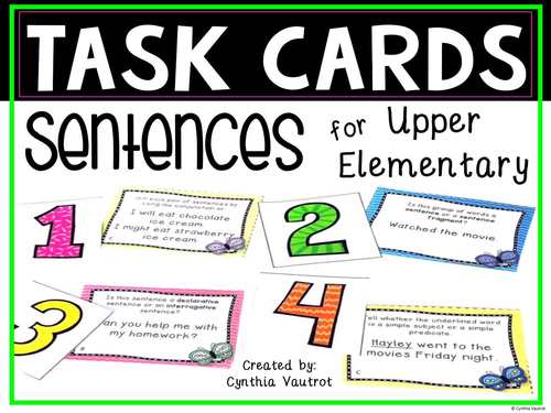 Sentences Task Cards by Cynthia Vautrot - My Kind of Teaching | TPT