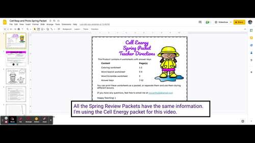 Cell Organelles Functions Spring Review Activity - No Prep by Husky ...