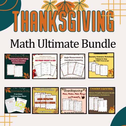 Thanksgiving Math Ultimate Bundle No Prep Worksheets 8 Products