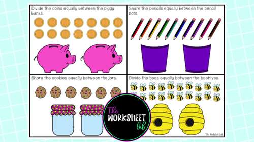 Division: Divide By 2 -Making equal groups by sharing and grouping COLOR