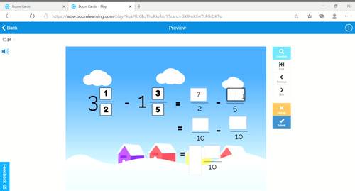 Add and subtract mixed numbers with unlike denominators BOOM CARDS