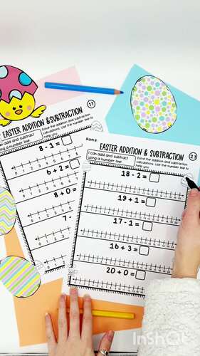 Easter Addition and Subtraction on a Number Line 1st Grade Kindergarten
