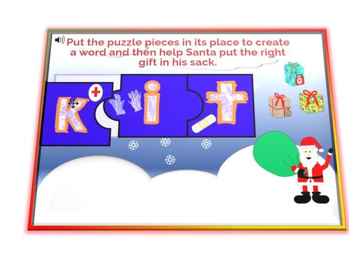 Christmas CVC Short Vowel I Jigsaw Puzzle Boom Cards by Teacher's Pride