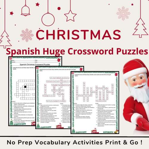 Christmas Spanish Crossword 8 Huge Diversified Puzzles Crucigrama No ...