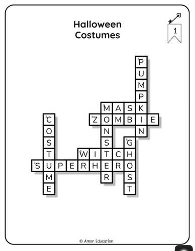 Halloween Crossword Puzzles for 3 - 5 Grades – Fun Spooky Vocabulary ...
