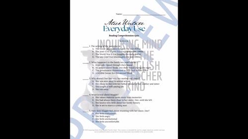 "Everyday Use" by Alice Walker Quiz, Worksheet, and Vocabulary Games ...