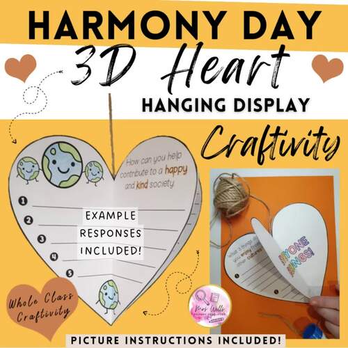 Harmony Day/Week 3D Heart Hanging Display | Craft & Writing Activity ...
