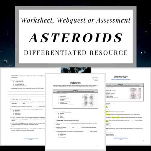 What are Asteroids? Assessment, Worksheet or Webquest | TPT