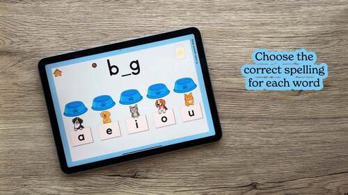 CVC Short Vowels - Interactive PDF Spelling Game Boom Card, Worksheets ...